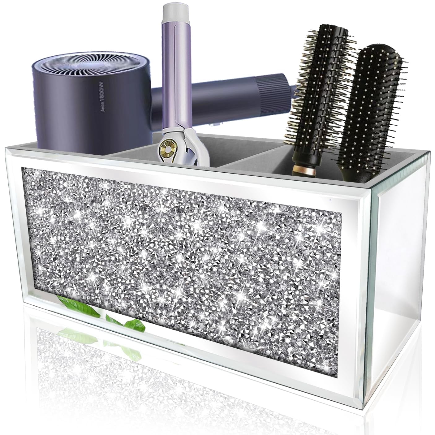 XIHACTY Mirror Hair Dryer Holder. Crystal Crush Diamond Hair Tool ...