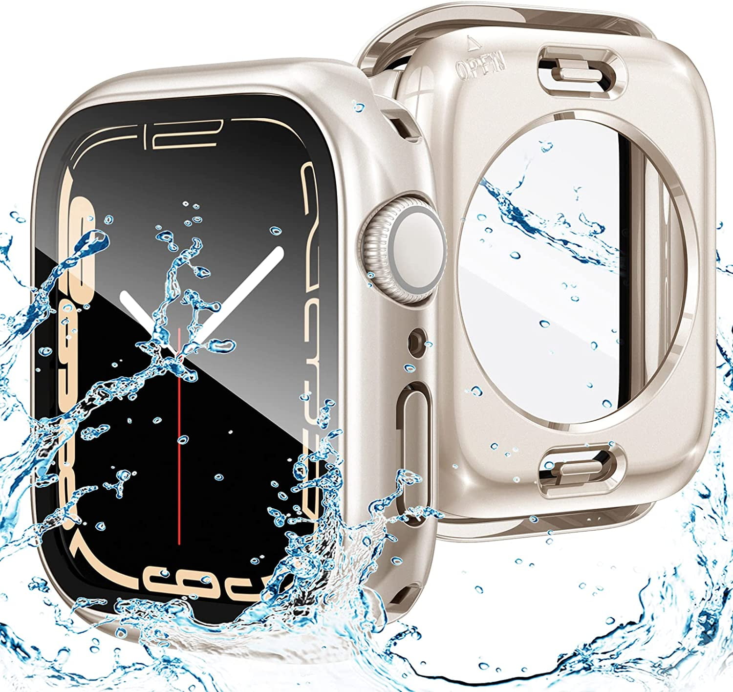 XIHAMA 2 in 1 Waterproof Case for Apple Watch Series 9 8 7 Screen ...