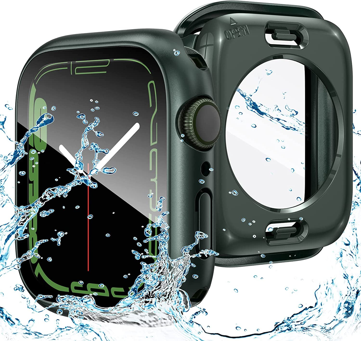 XIHAMA 2 in 1 Waterproof Case for Apple Watch Series 9 8 7 Screen ...