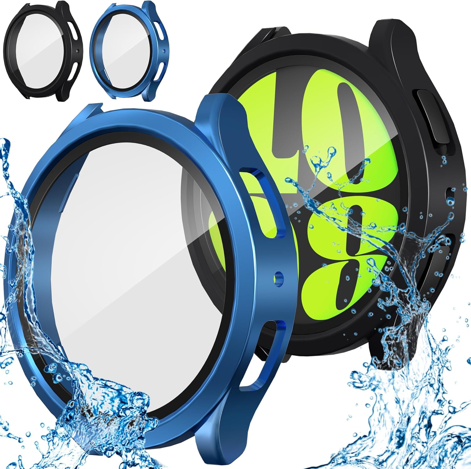 XIHAMA 2-Pack Waterproof Case for Samsung Galaxy Watch 6 44mm 40mm ...