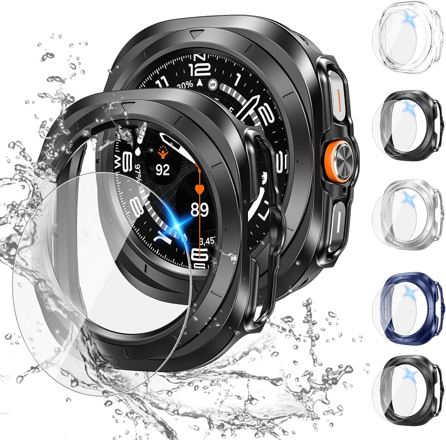 XIHAMA 5+5Pack for Samsung Galaxy Watch 7 Ultra Screen Protector Case ...