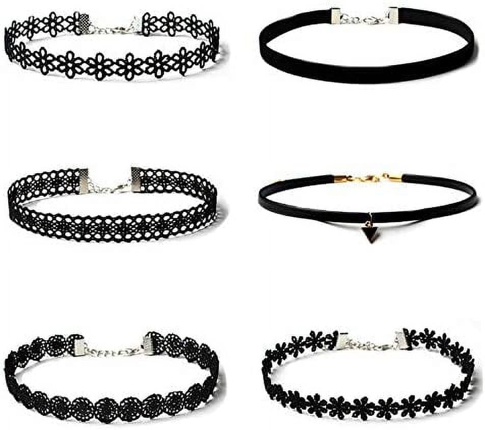 XIHAMA 6 PCS Necklaces Black Velvet Choker Set Classic Gothic Tattoo ...