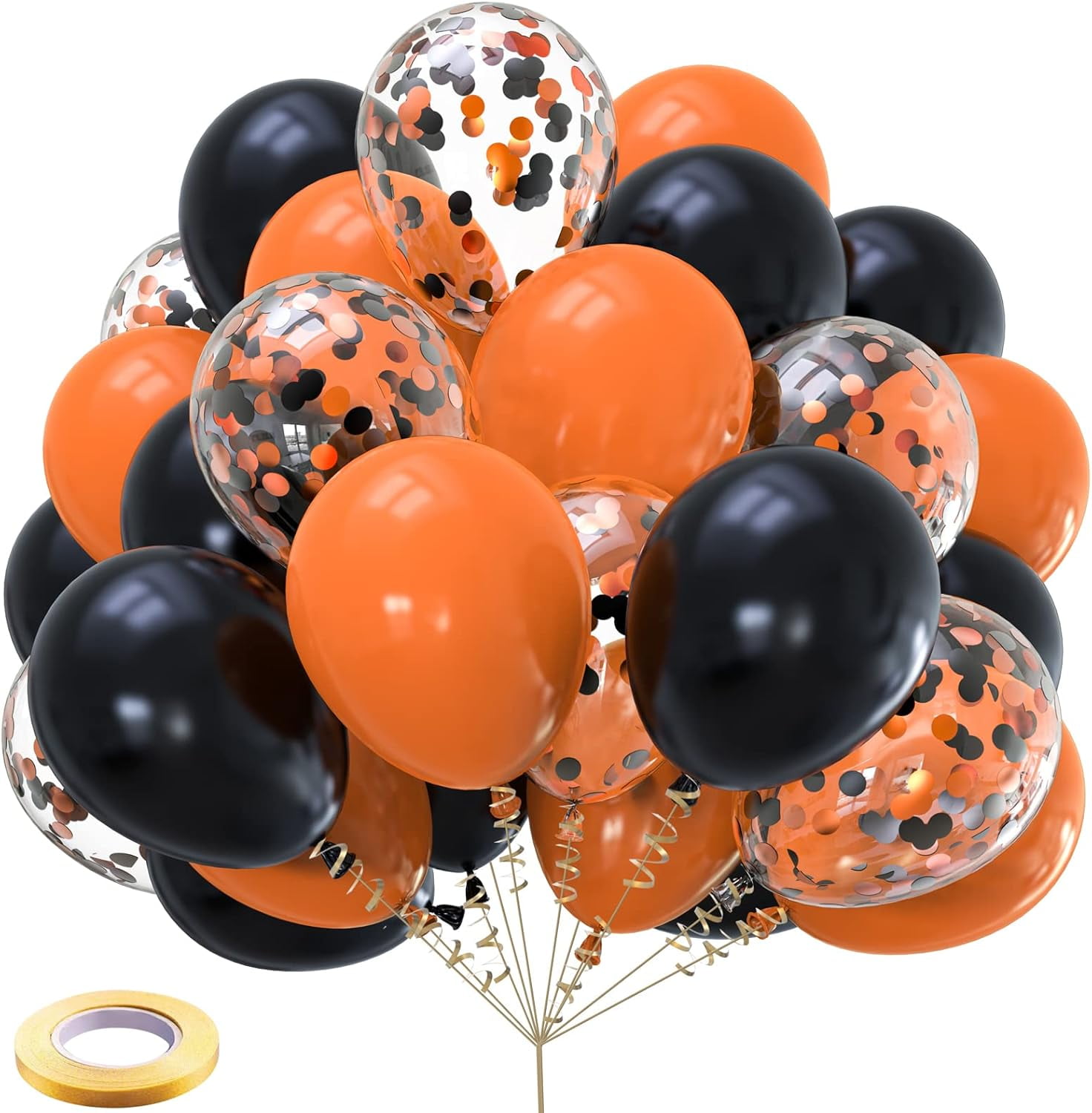 XIHAMA Black Orange Balloons Kelfara 60pcs 12 Inch Matte Black Orange ...