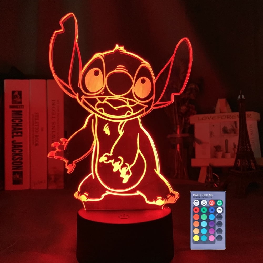 XIHAMA-Cute Lilo and Stitch Lamp 3D LED Optical Bedroom Lamp with ...