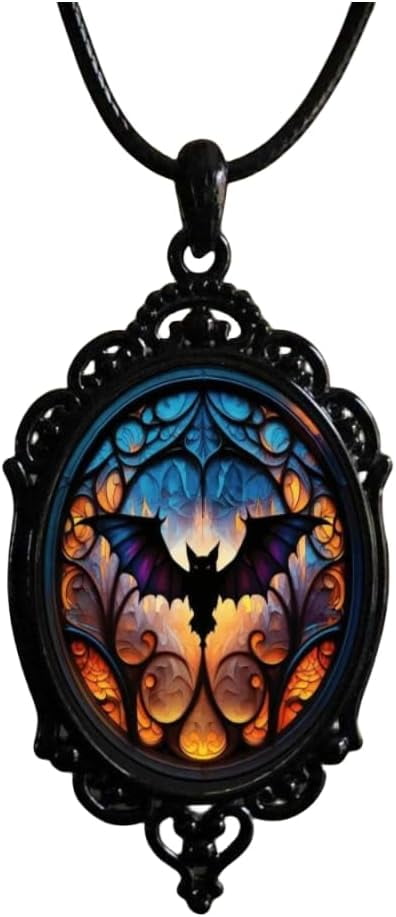 XIHAMA Gothic Bat Glass Pendant Necklace for Women Vintage Gothic Rope ...