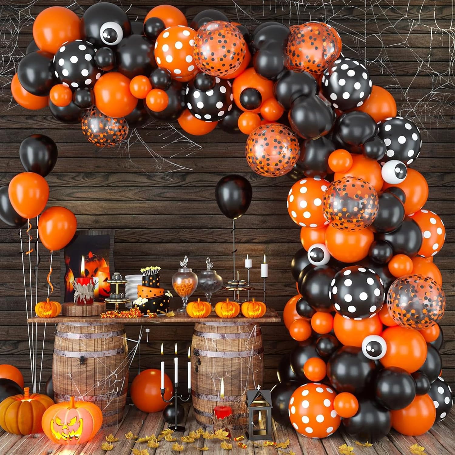XIHAMA Halloween Balloon Garland Arch Kit, 88PCS Black Orange Balloons ...