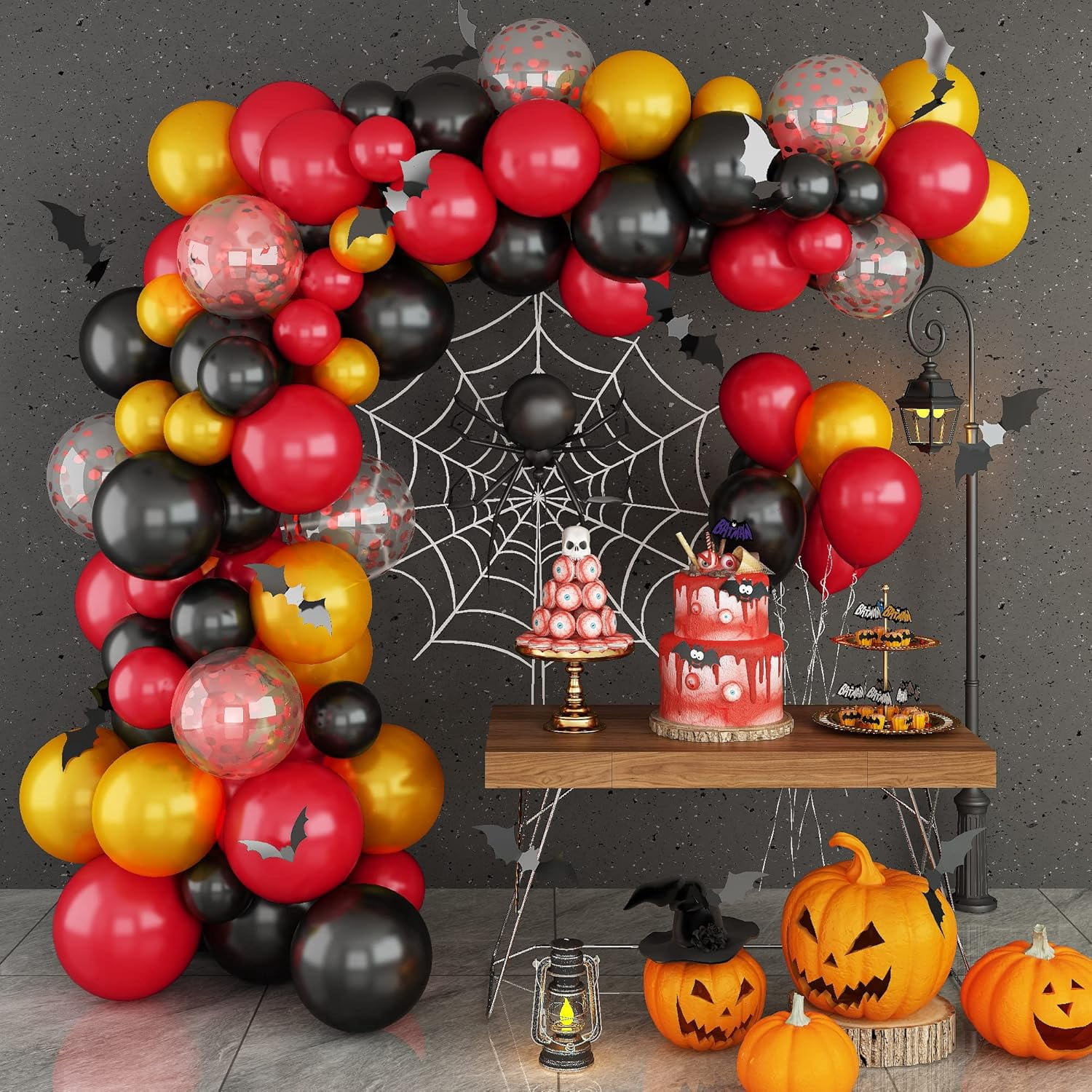 XIHAMA Halloween Balloon Garland Arch Kit, 98PCS Black Pearl Gold ...