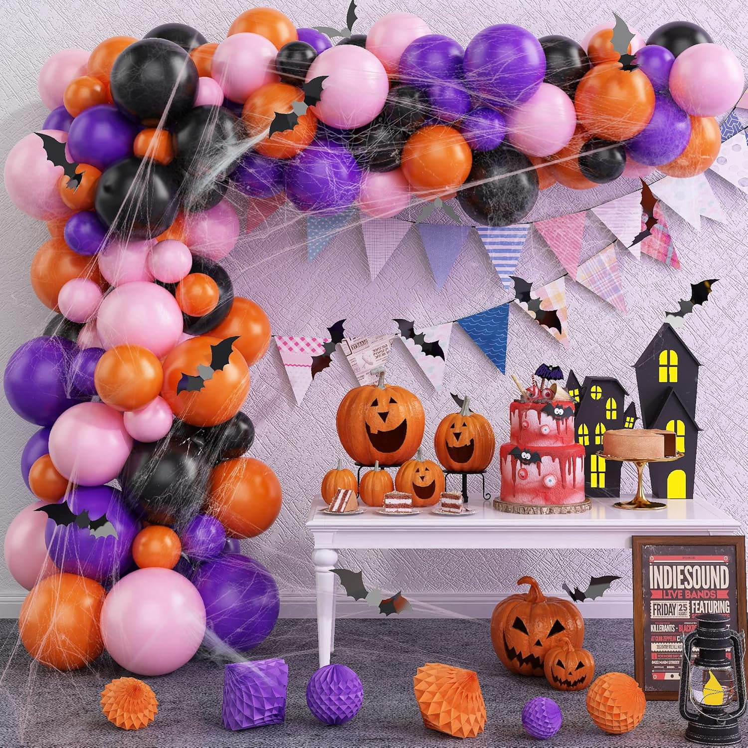 XIHAMA Halloween Balloon Garland Arch Kit, 98PCS Black Purple Balloon ...