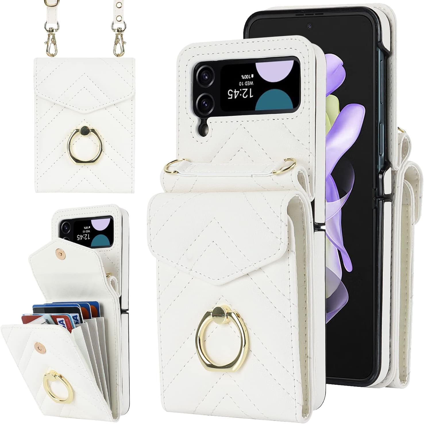 XIHAMA Phone Case Compatible for Galaxy Z Flip 3 5G 2021 Wallet Cover ...