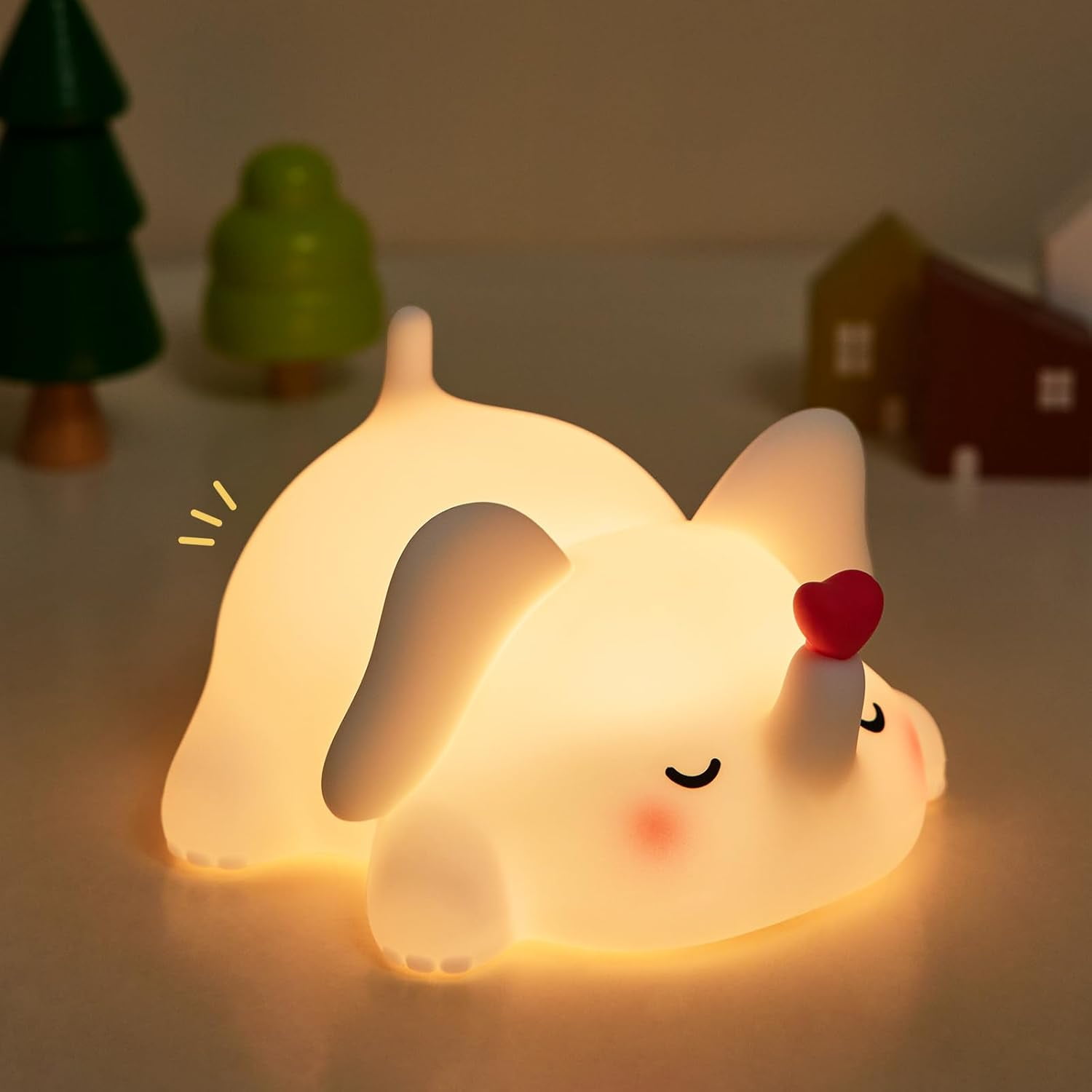 XIHAMA Sweet Heart Elephant Night Light, LED Squishy Novelty Animal ...