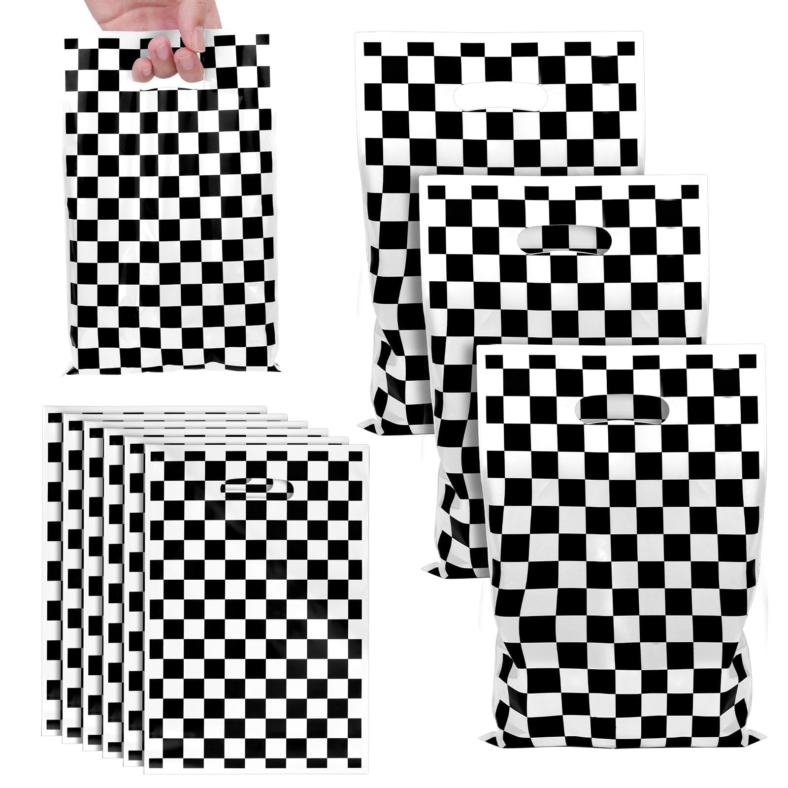 XIHIRCD 50pcs Race Car Party Favor Bags, Black and White Checkered ...