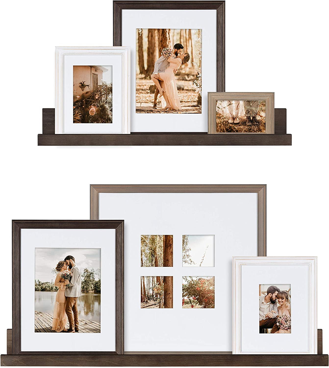 XIHUIJX Bordeaux Farmhouse Gallery Floating Shelf and Wall Frame Kit ...