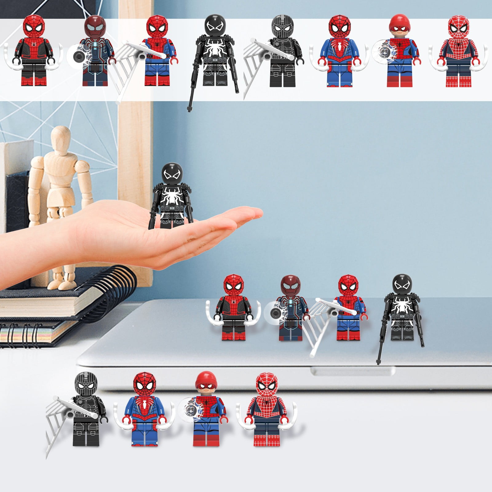 XIIHAA Spider-Verse Mini Brick Figures, 8pc Hero Assembly Brick Kit ...