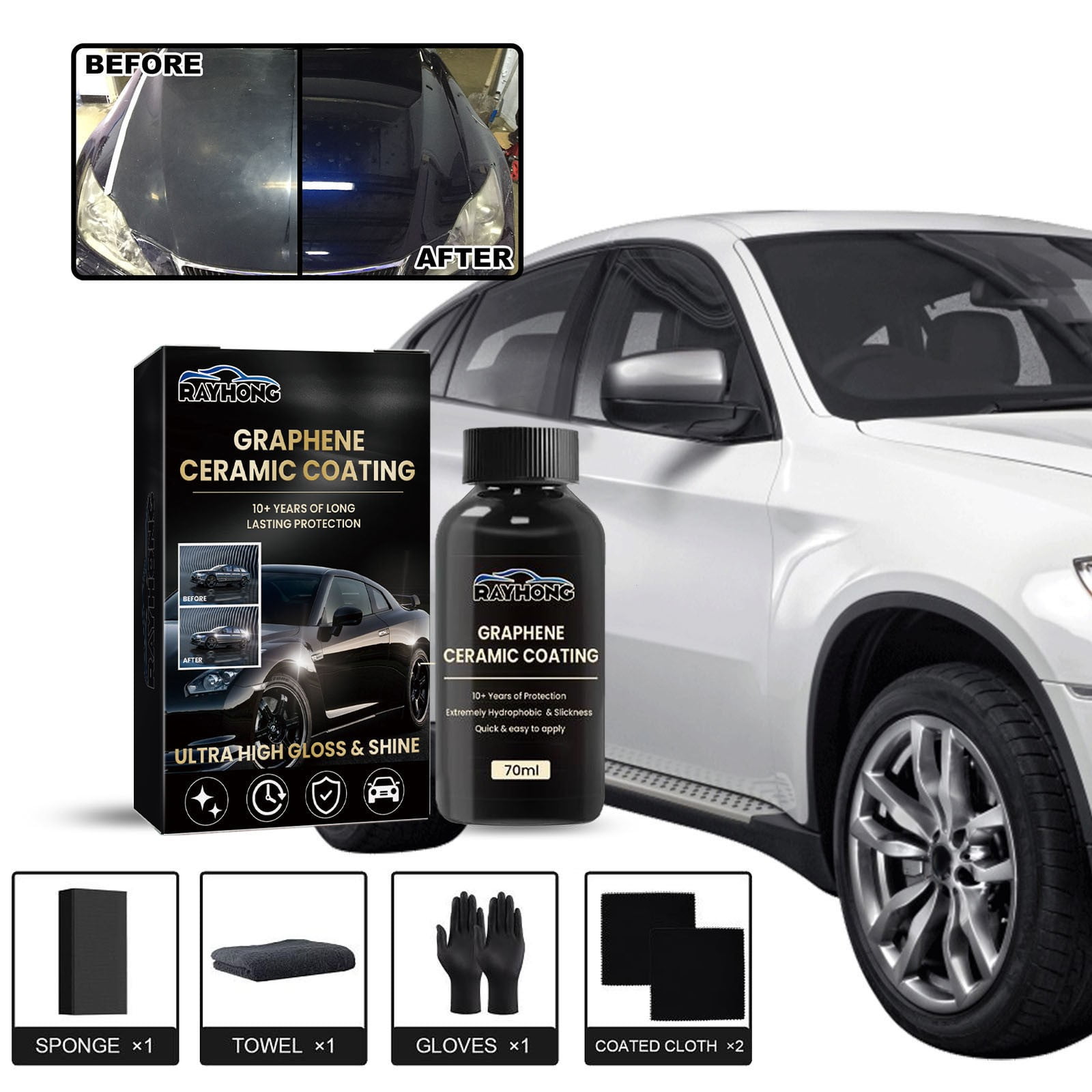 XIJUREN Unbreakable Plastic Graphene Ceramic Coating For Cars (70ml ...