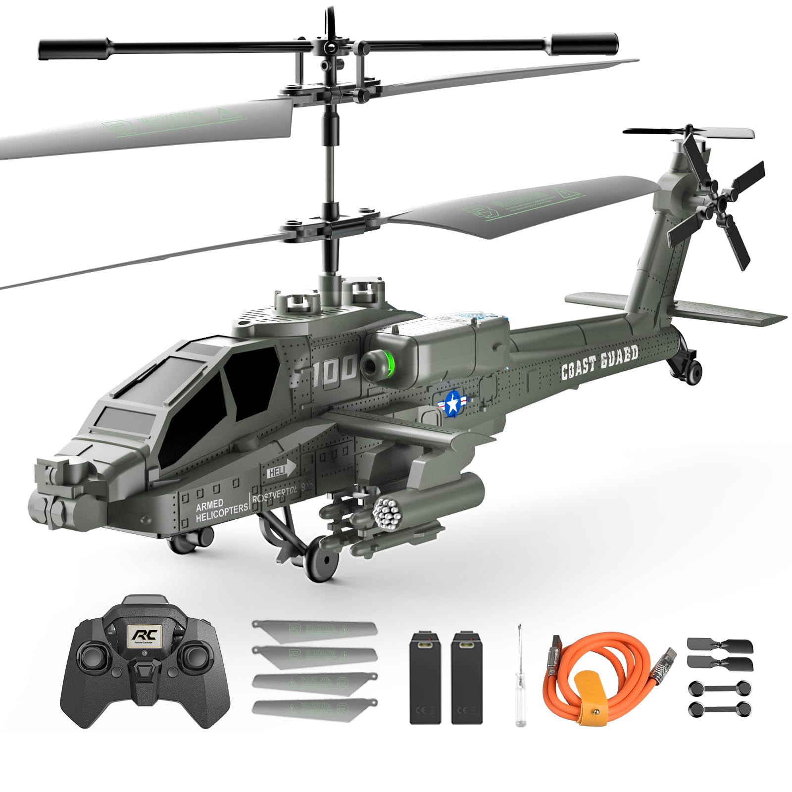 XIKOTEC Remote Control Military Flying Helicopter Toy, 2.4GHz, 3.5 ...