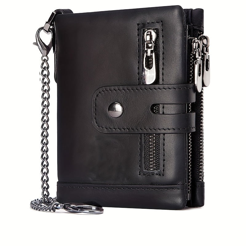 XILOO Wallet with Chain Genuine Leather Purse RFID Blocking Bifold ...