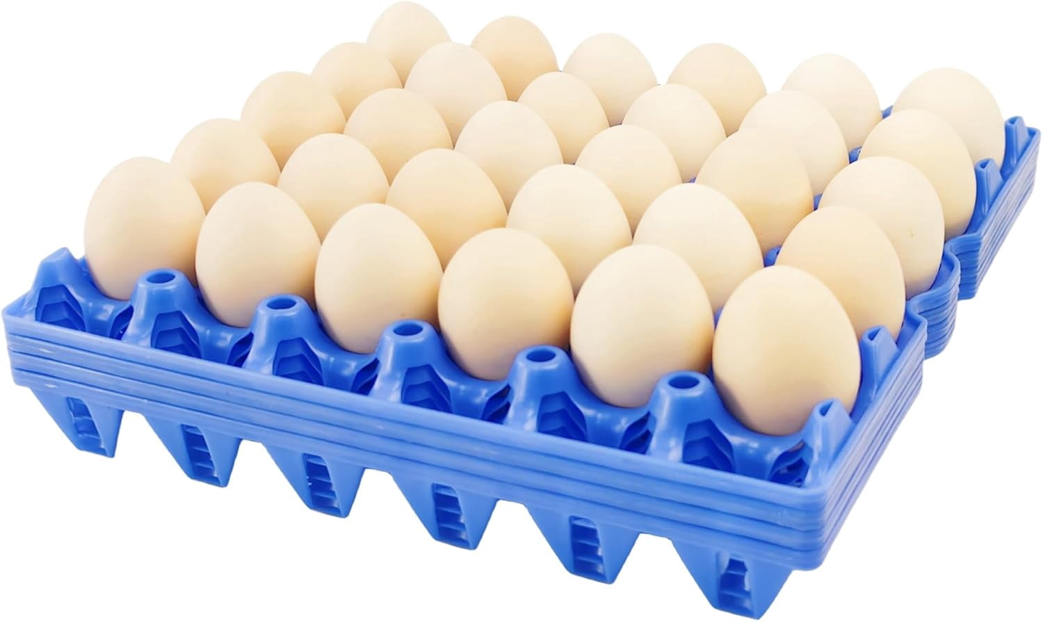 XIMEI 4-Pack Blue Rectangular Plastic Egg Tray, Stackable Egg Crates ...