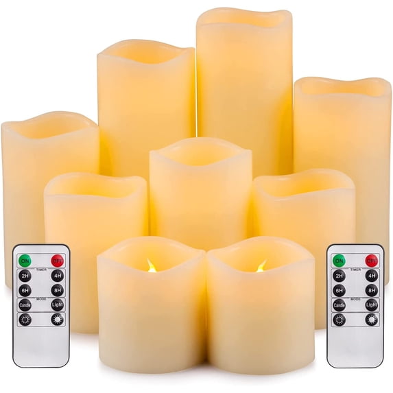 XIMEI Large Flameless Candle Set of 9 (D3" x H3"/3"/4"/4"/5"/5"/6"/7"/8 ...