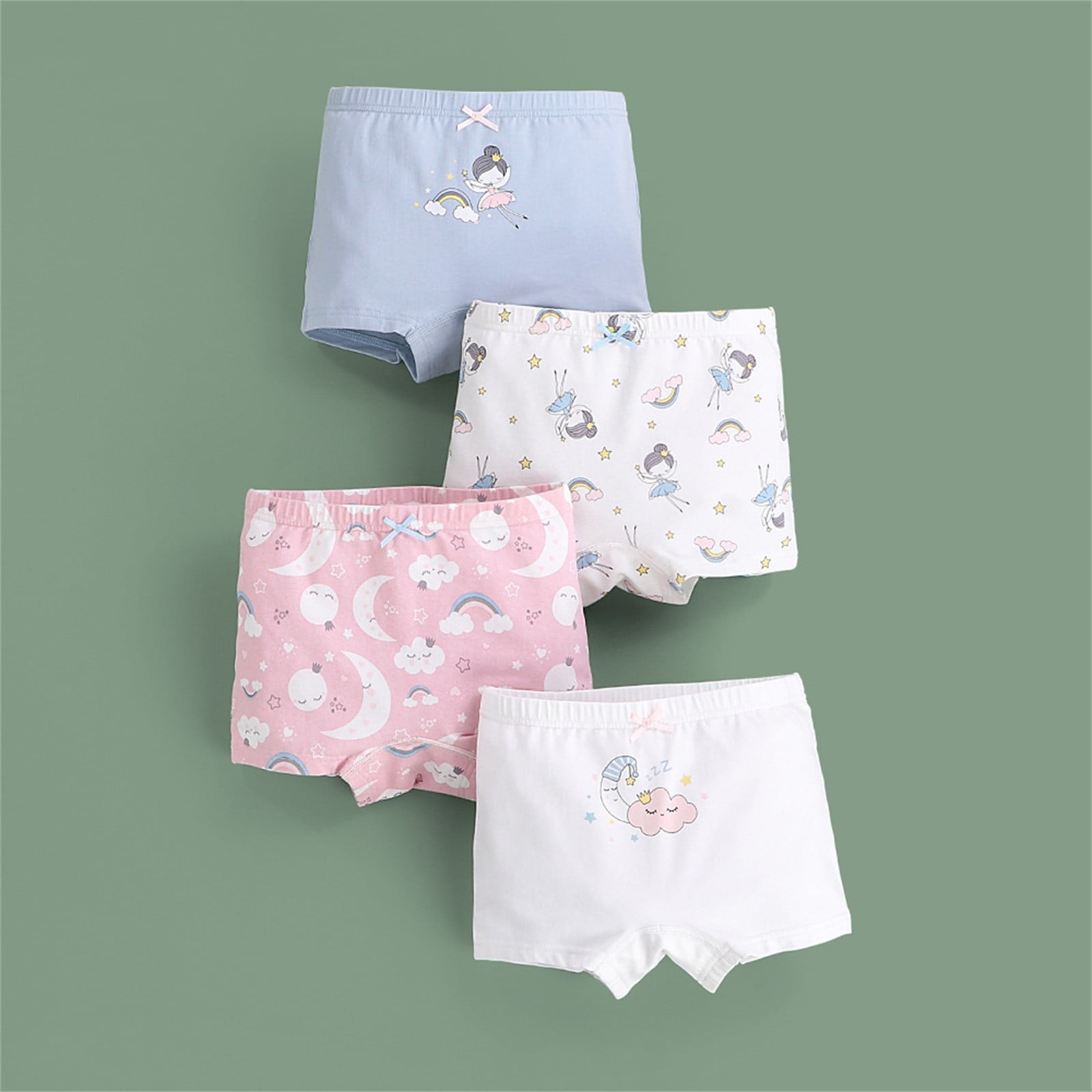 XIMIN 4 Pack Kids Toddler Girls Organic Cotton Boxer Briefs Cute Bunny ...
