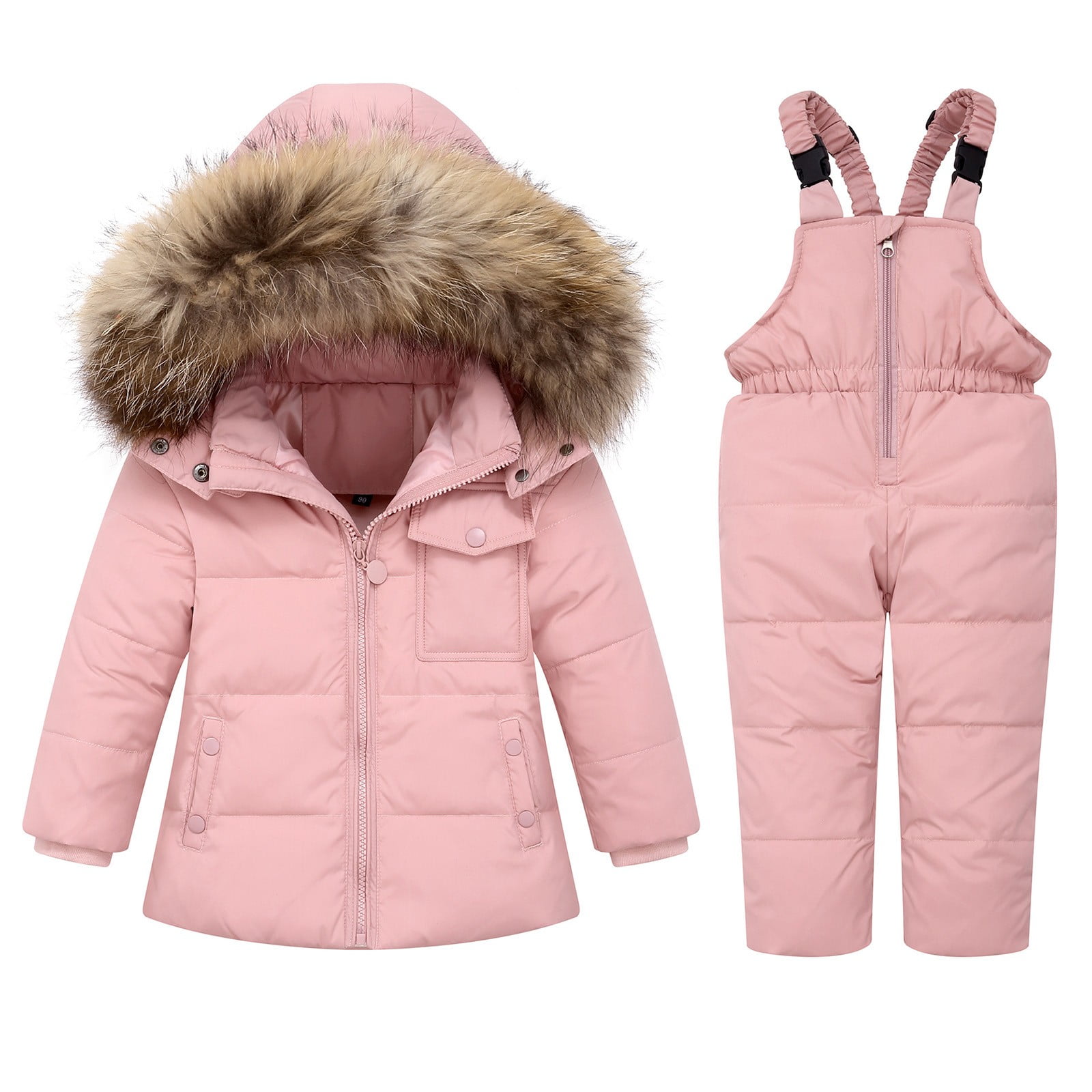 XIMIN Boys Girls Winter Snowsuit Set, Hooded Puffer Snow Bib and Zip Up ...