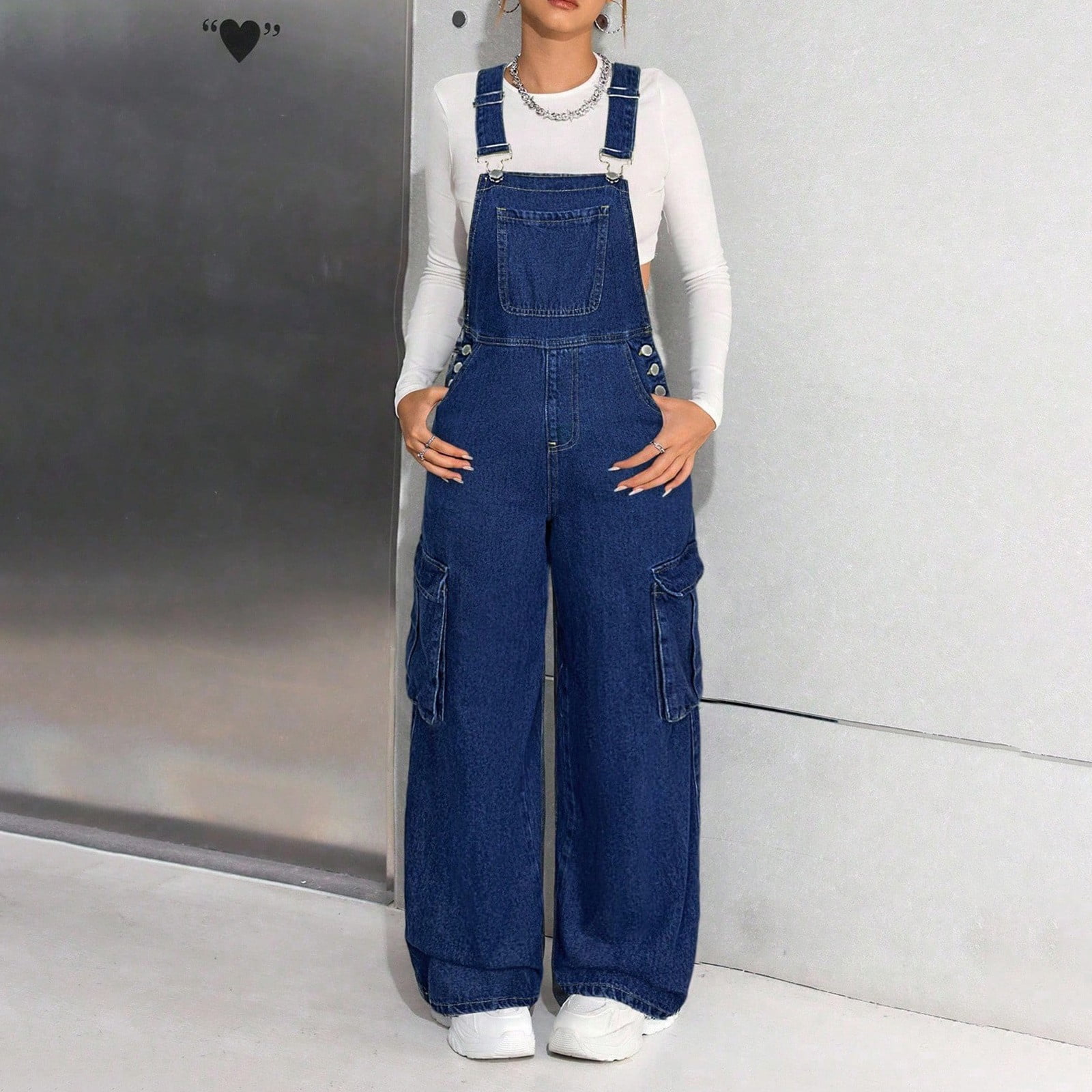 XIMIN Cargo Jean Overalls for Kid Girls Overalls Demin Wide Leg Cargo ...