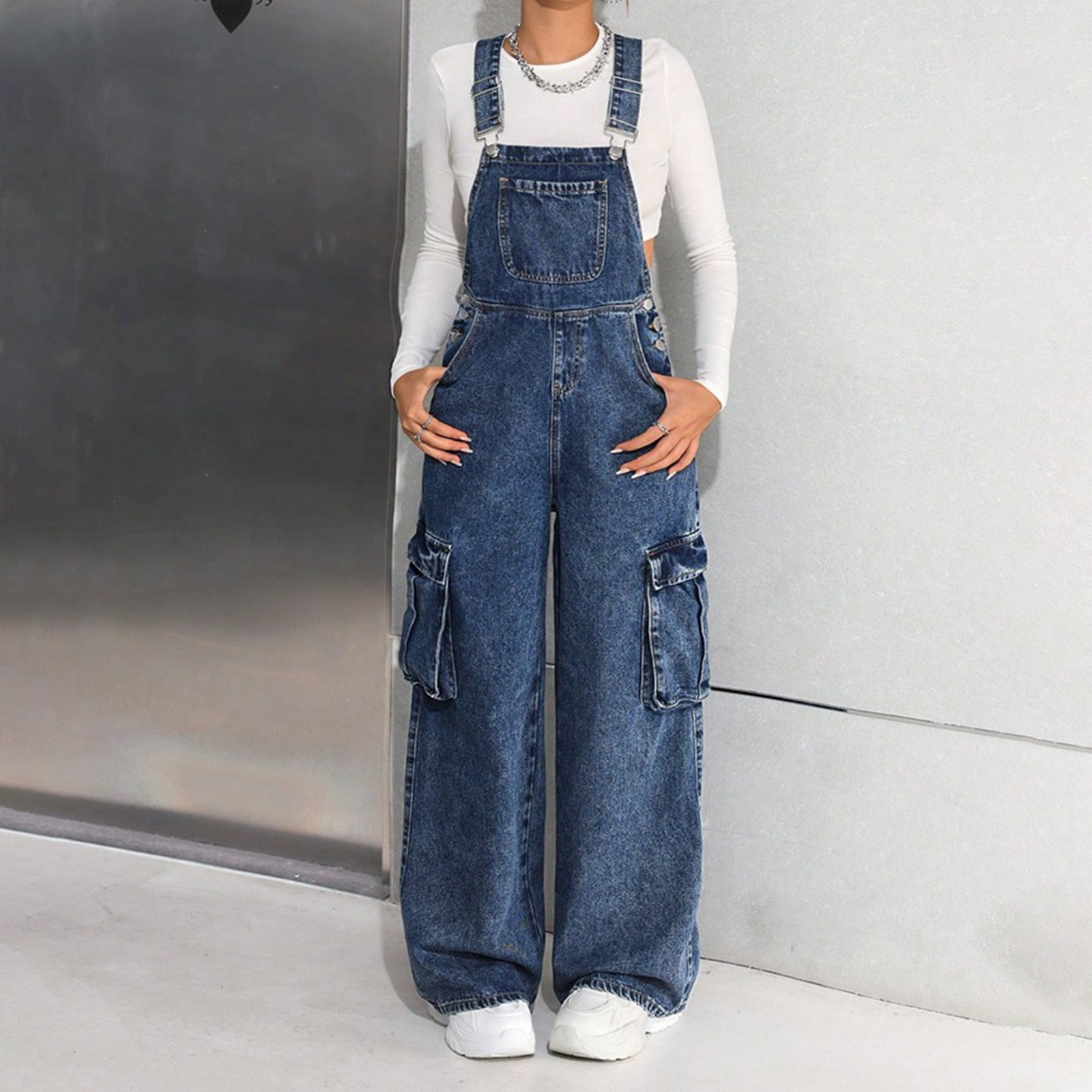 XIMIN Cargo Jean Overalls for Kid Girls Overalls Demin Wide Leg Cargo ...