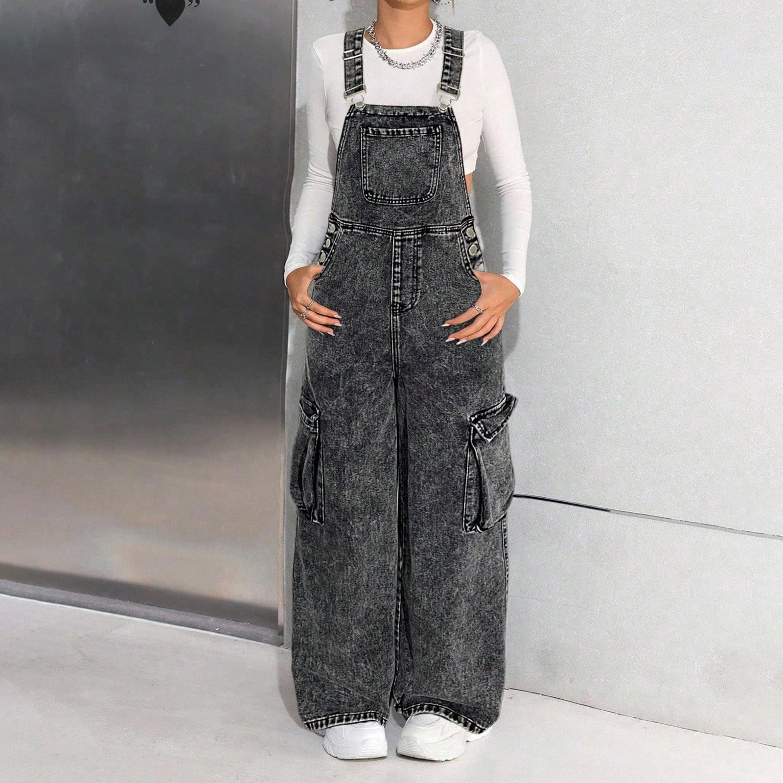 XIMIN Cargo Jean Overalls for Kid Girls Overalls Demin Wide Leg Cargo ...