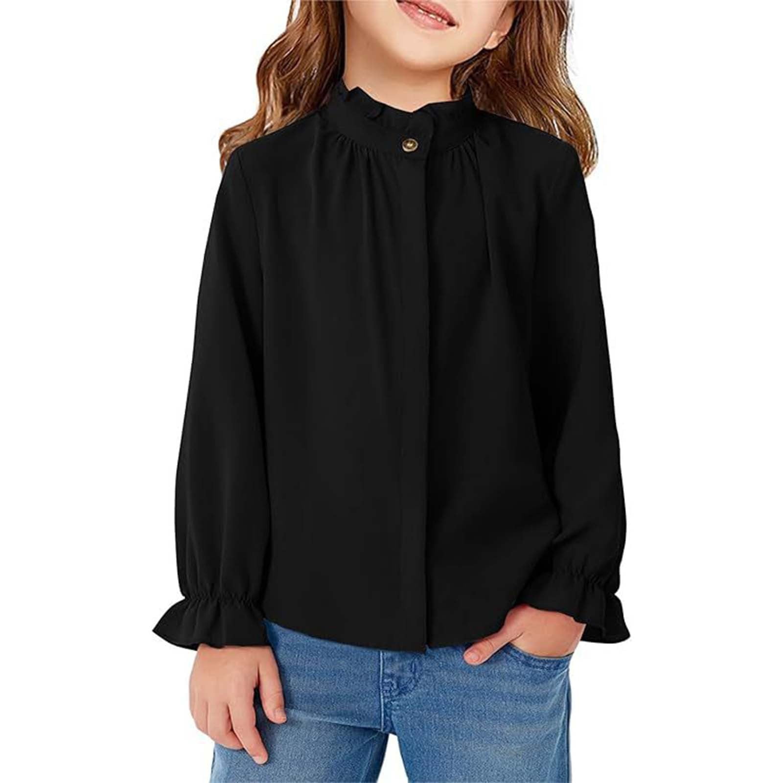 XIMIN Girls Ruffle Long Sleeve Business Business Casual Work Tops ...