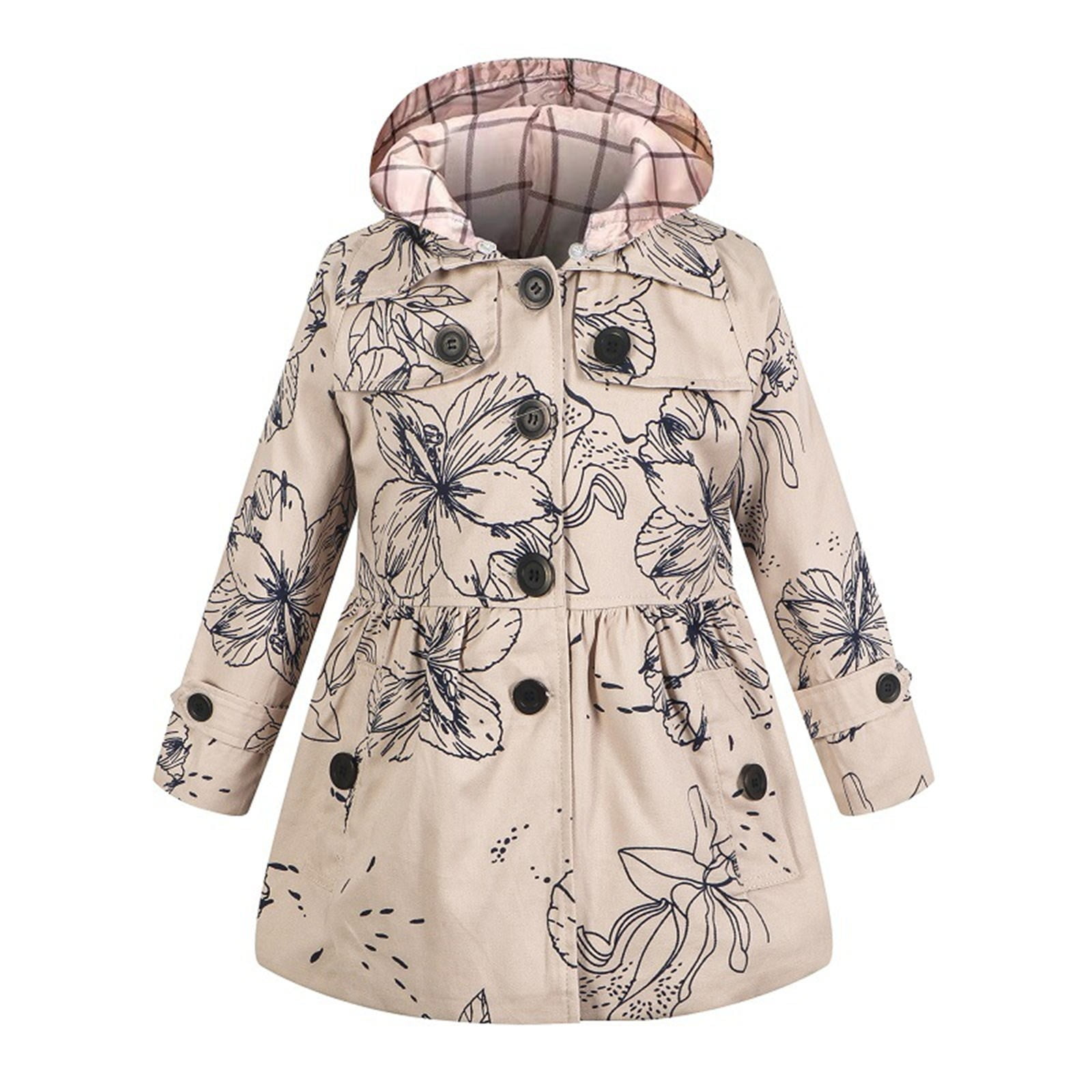 XIMIN Girls' Single Breasted Trench Dress Coat Long Winter Coat Kids ...