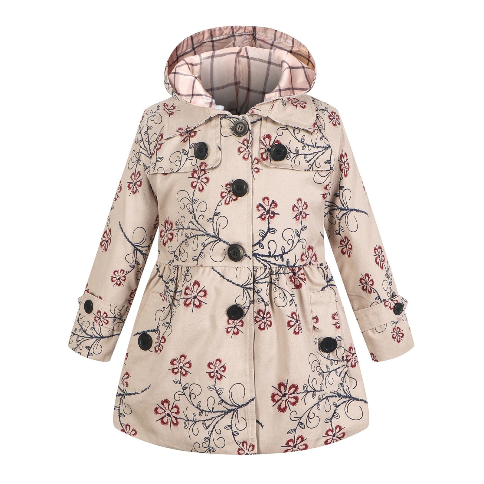 XIMIN Girls' Single Breasted Trench Dress Coat Long Winter Coat Kids ...