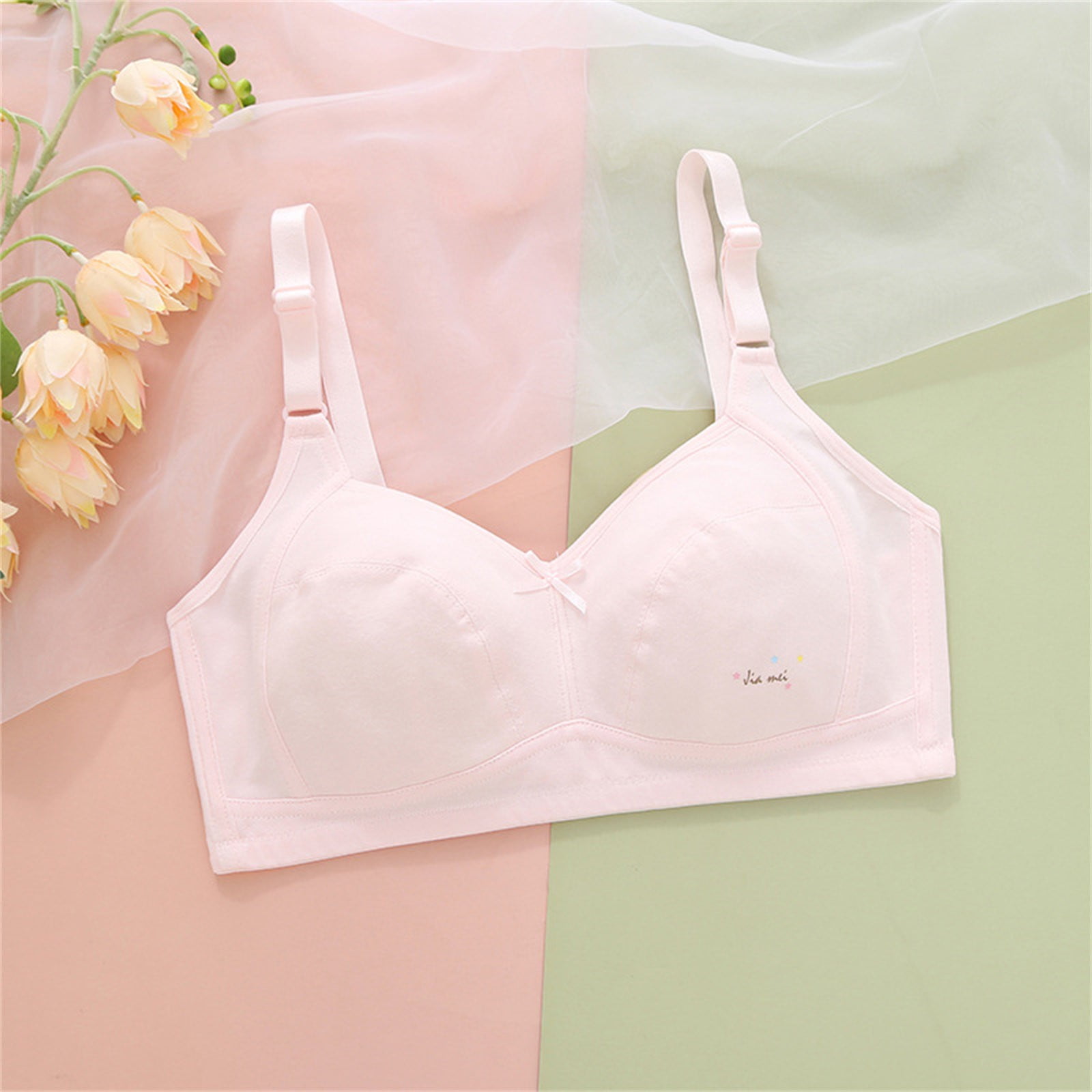 XIMIN Girls Sports Bra Pure Cotoon Seamless Wireless Built -Up Thin ...