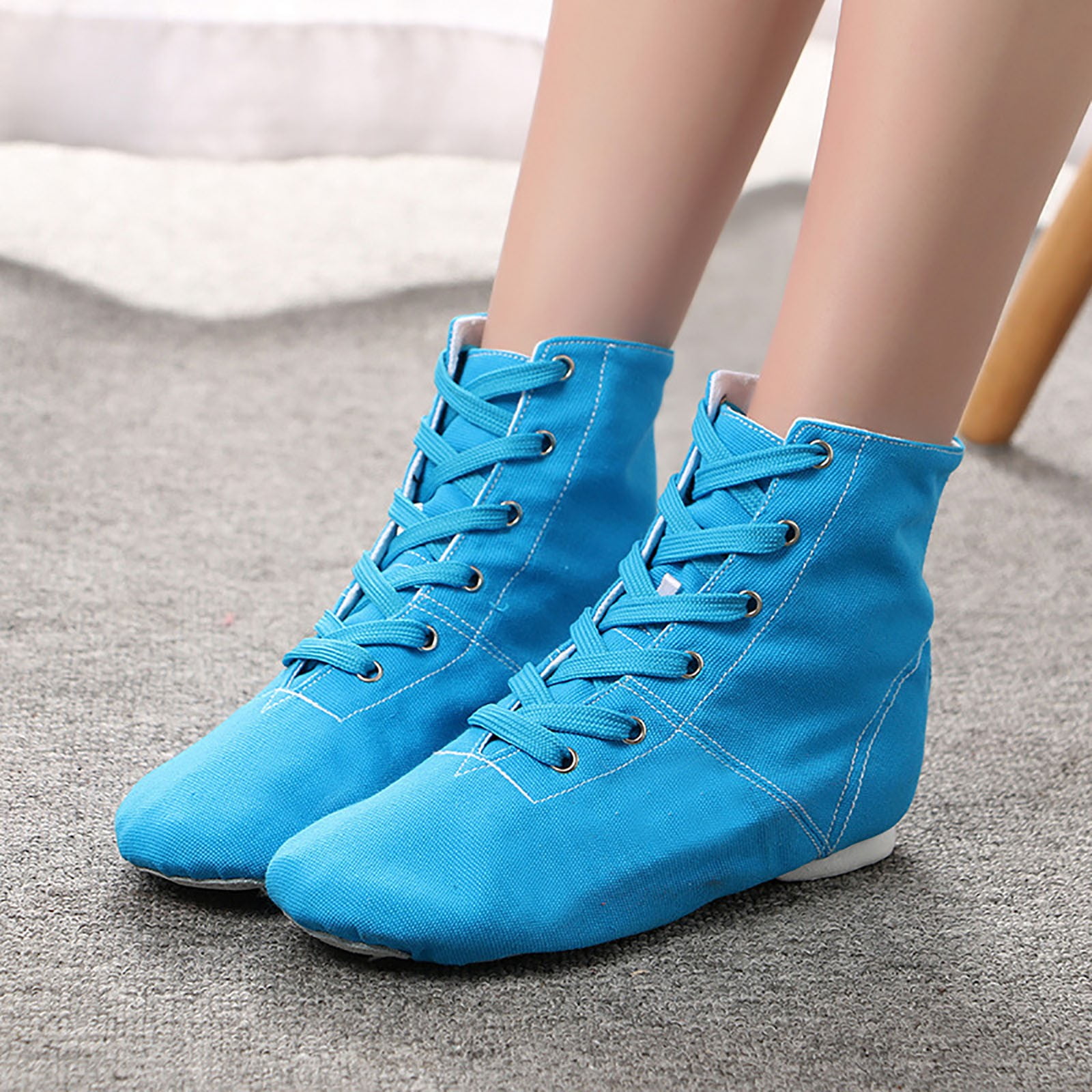 XIMIN Jazz Shoes for Woman Canvas Dance Boots Character Shoes Lace Up ...