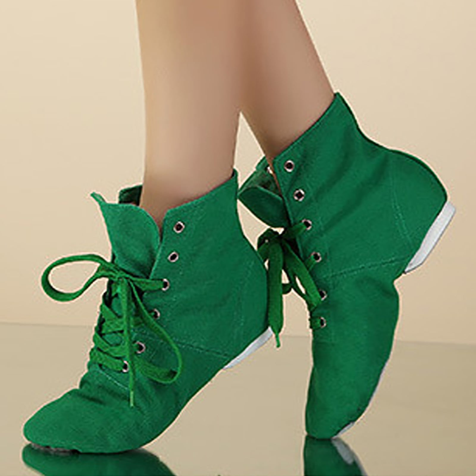 XIMIN Jazz Shoes for Woman Canvas Dance Boots Character Shoes Lace Up ...