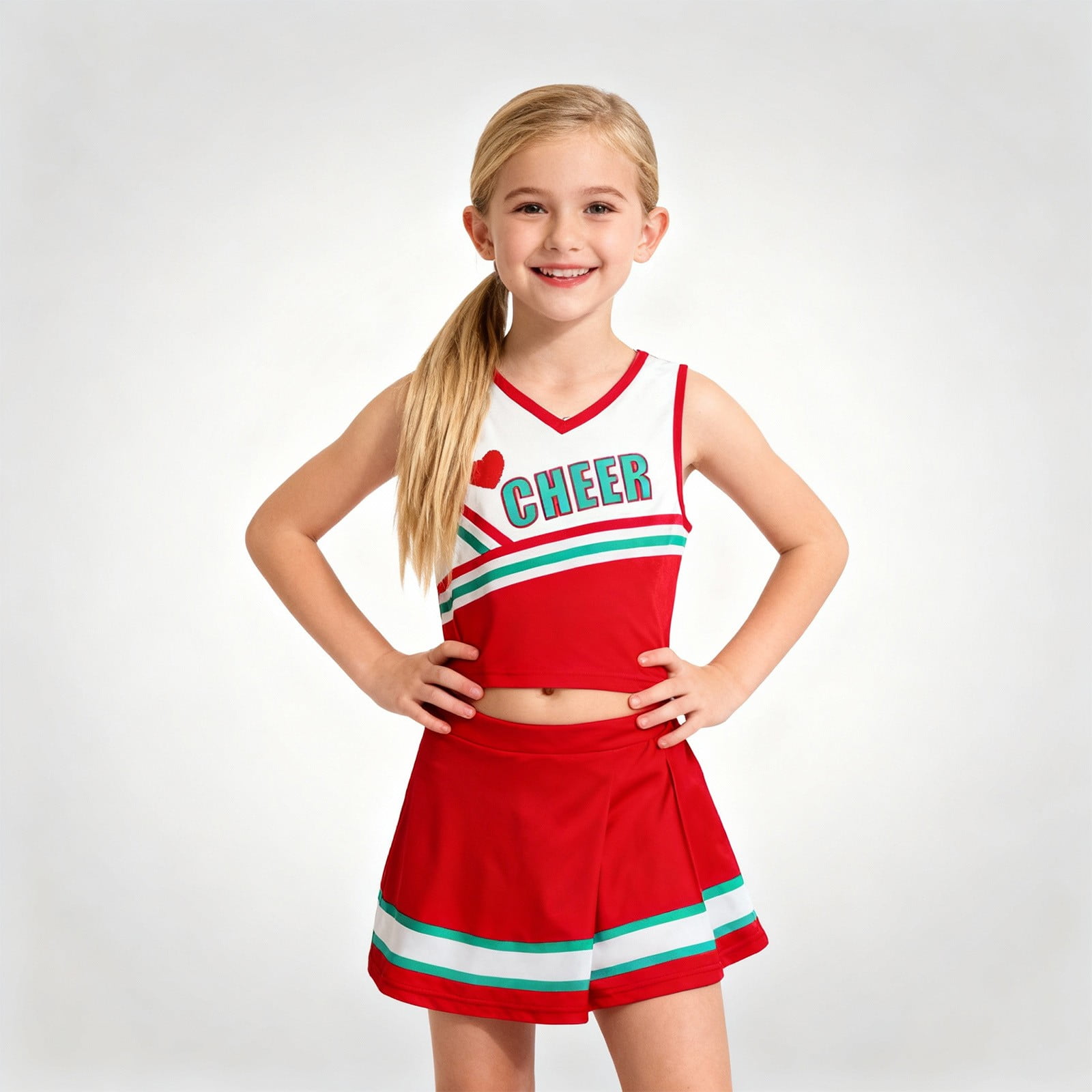 XIMIN Kid Girls Sweetheart Cheerleader Uniform Dress Up Outfit Costume ...