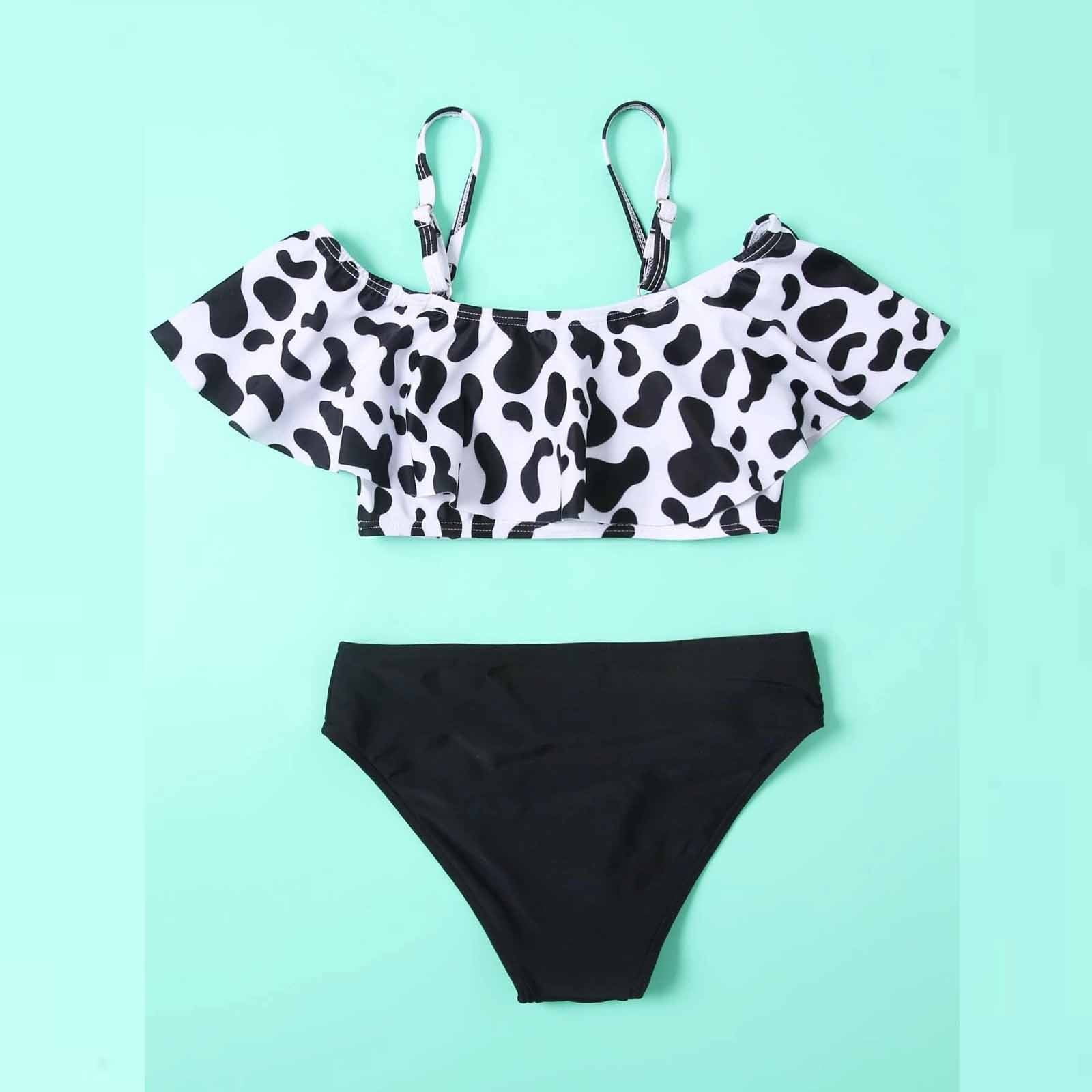 XIMIN Kids Boho Girls Bikini Tween Set 2-Piece Ruffle Sleeve Cold ...