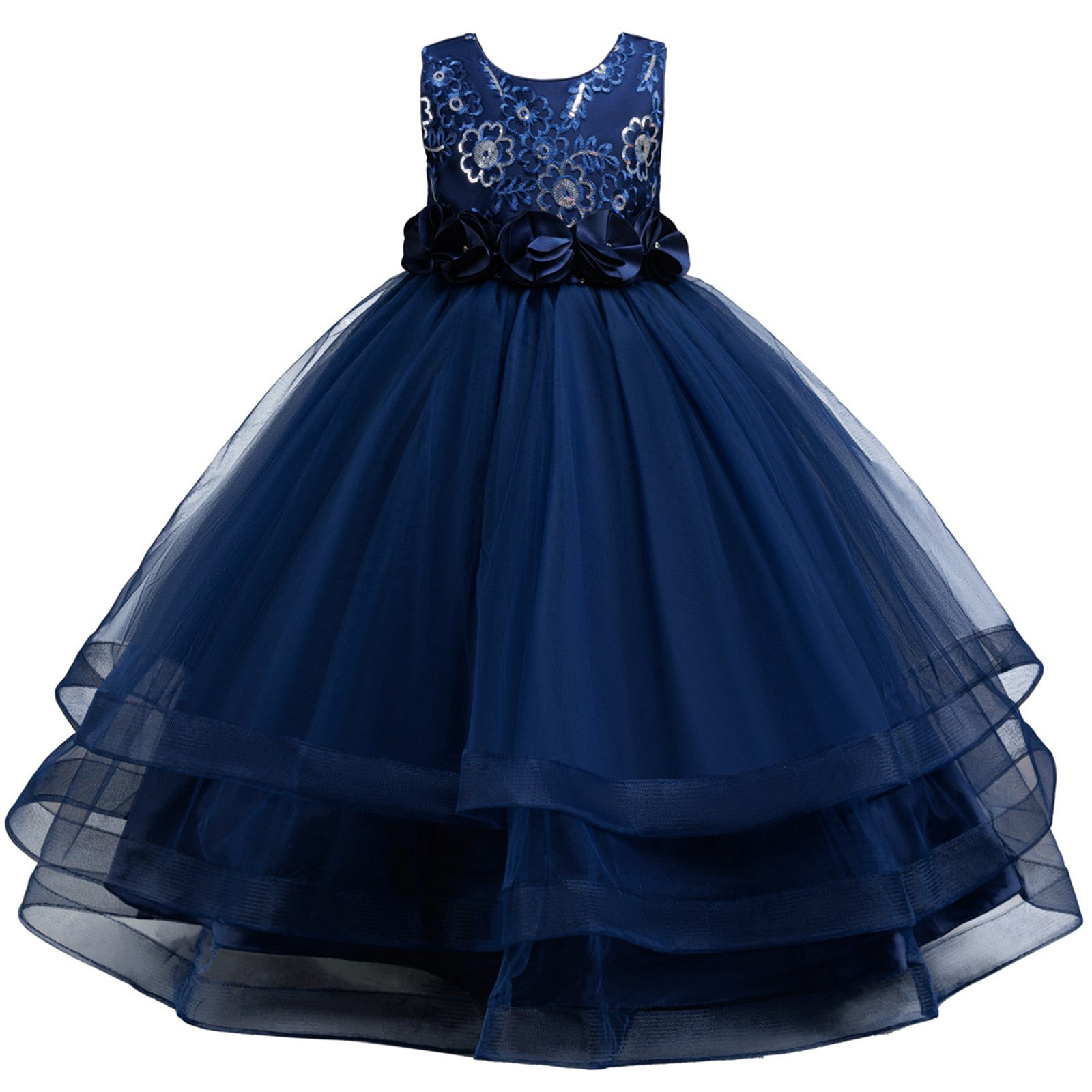 XIMIN Kids Girls 3D Butterfly with Bow Flower Christmas Dress Lace ...