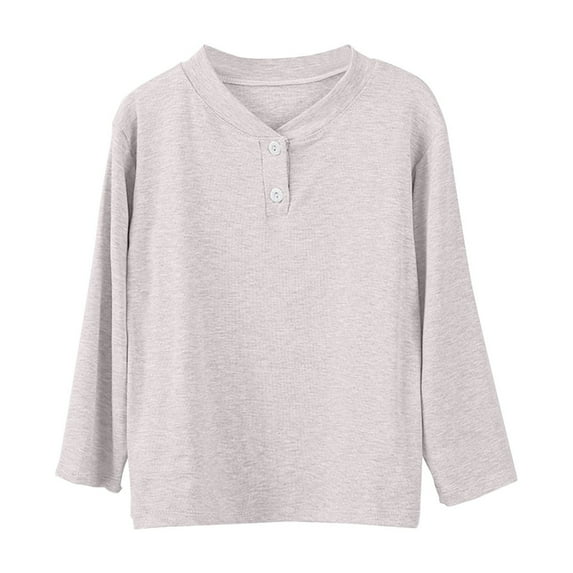XIMIN Kids Henley Shirt Solid Color Basic Layer T-Shirts Winter V Neck ...