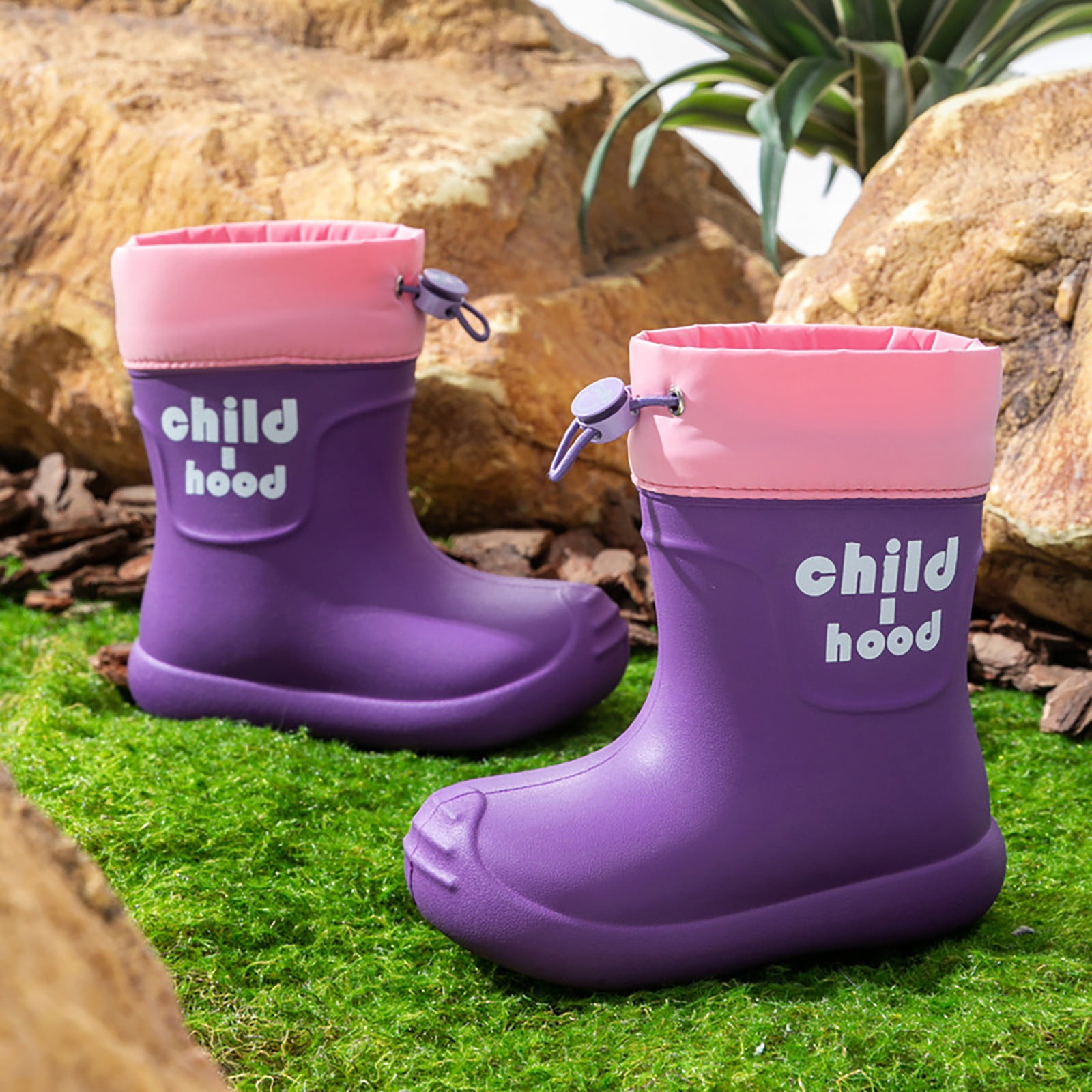 XIMIN Kids Premium Rain Boots with an Elastic and Non-Slip Soles Boot ...