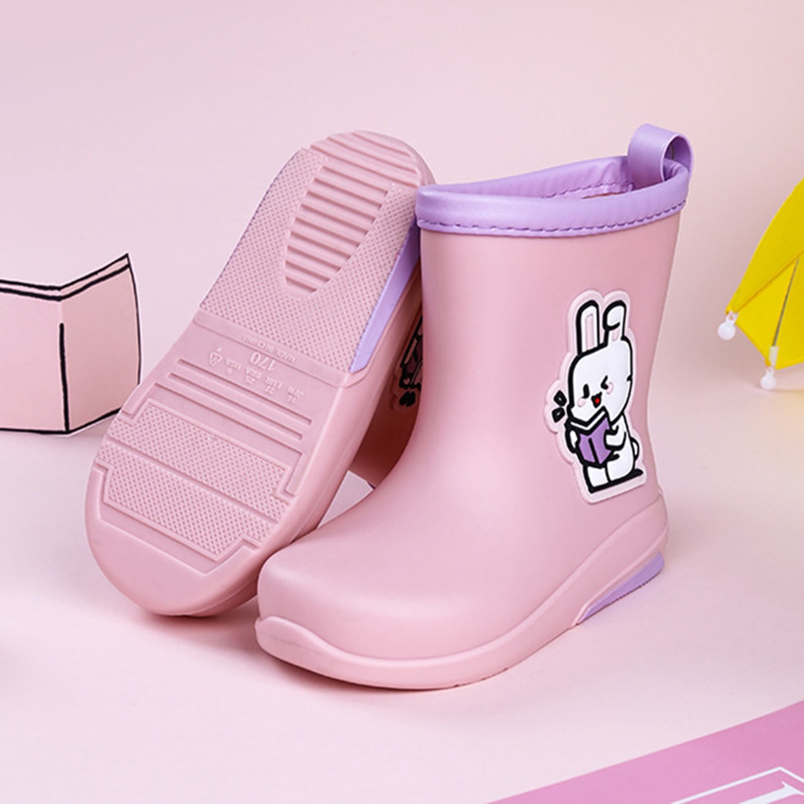 XIMIN Kids Rainboots Girls' Cute Cartoon Bunny Rain Boots Boys ...
