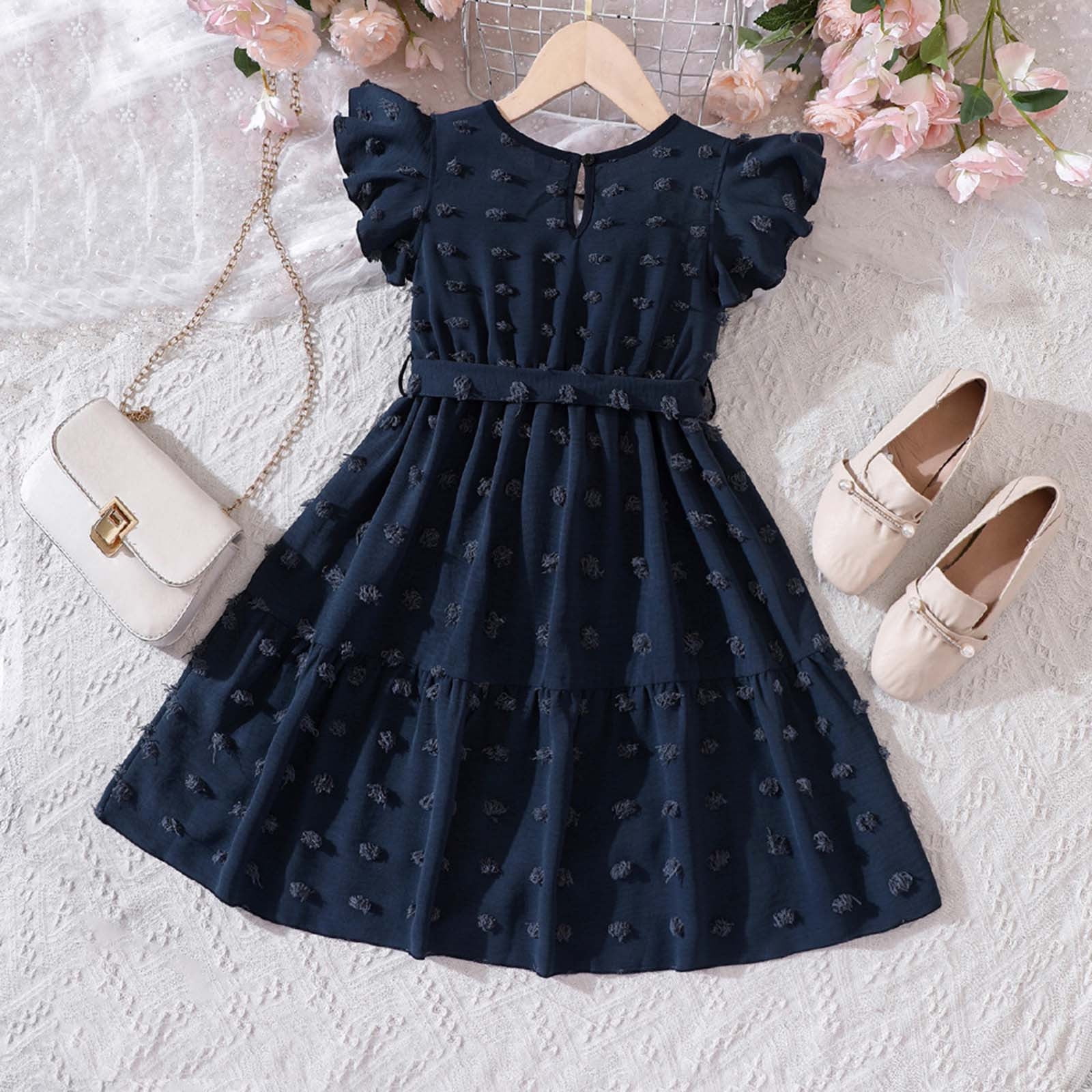 XIMIN Little Girls Dress Toddler Baby Dress Outfits Infant Flutter ...