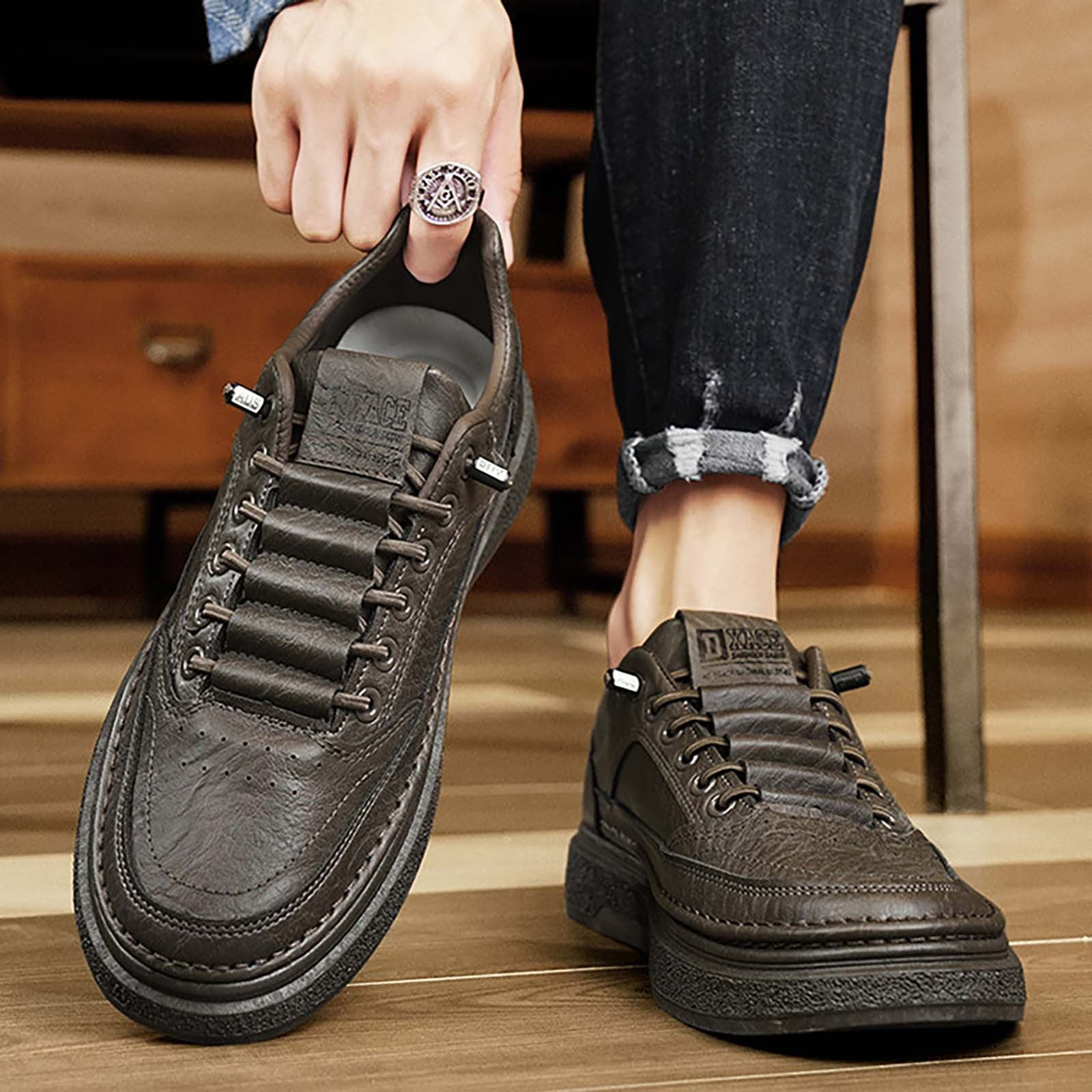 XIMIN Men Women's Height Increasing Leather Sneakers Casual Fashion ...