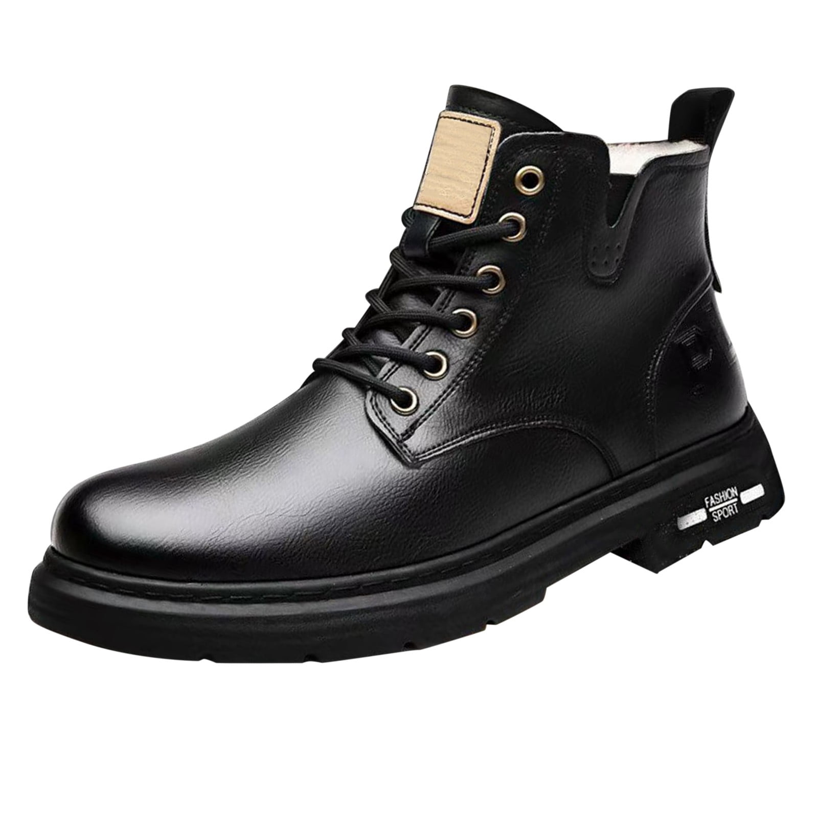 XIMIN Men's Leather High Top Motorcycle Combat Boots Hiking Boots ...