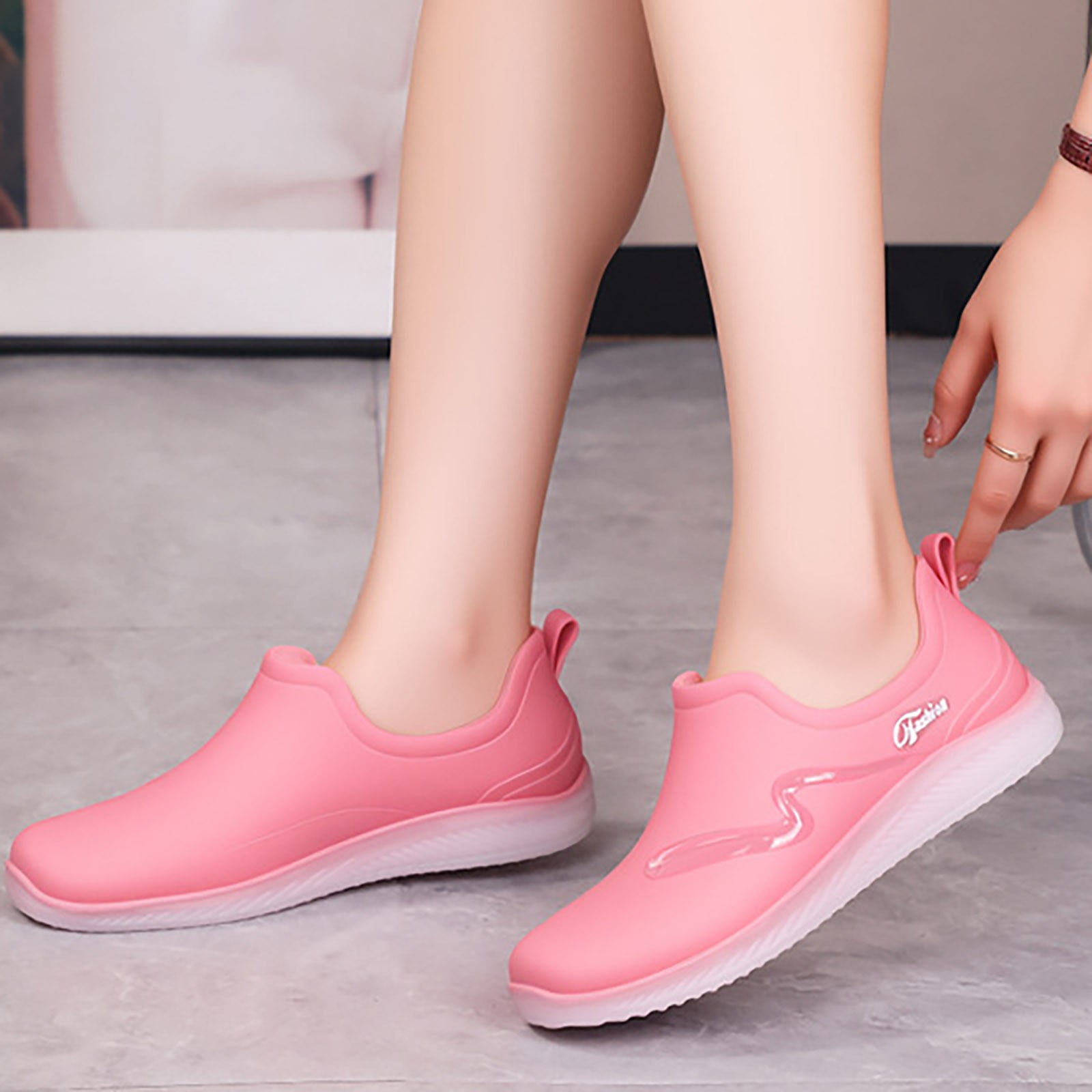 XIMIN Men's Stylish Short Rain Boots Solid Color Slip-On Chef Work ...