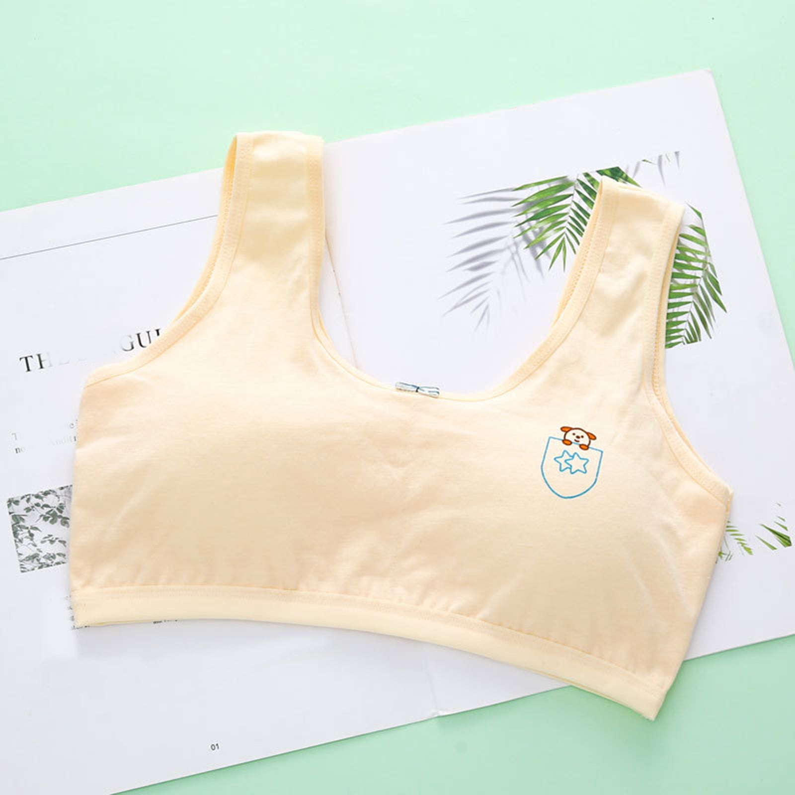 XIMIN Popular Girls Padded Training Bra Crop Training Wide Straps Bras ...