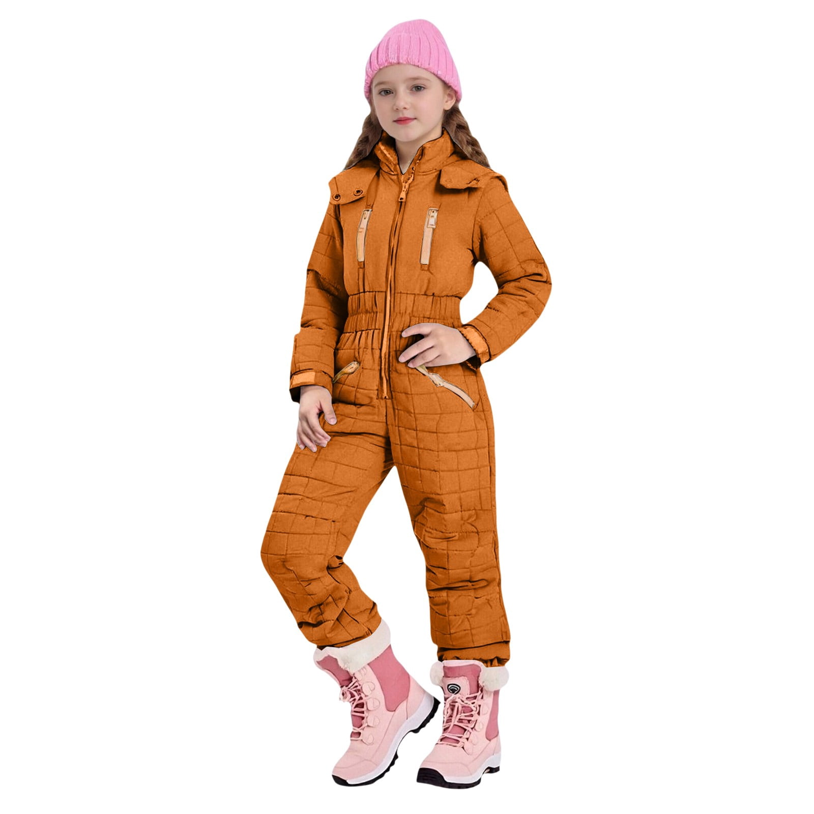 XIMIN Snow Suit for Kids Girls Boys One-Piece Snowsuit Hooded ...
