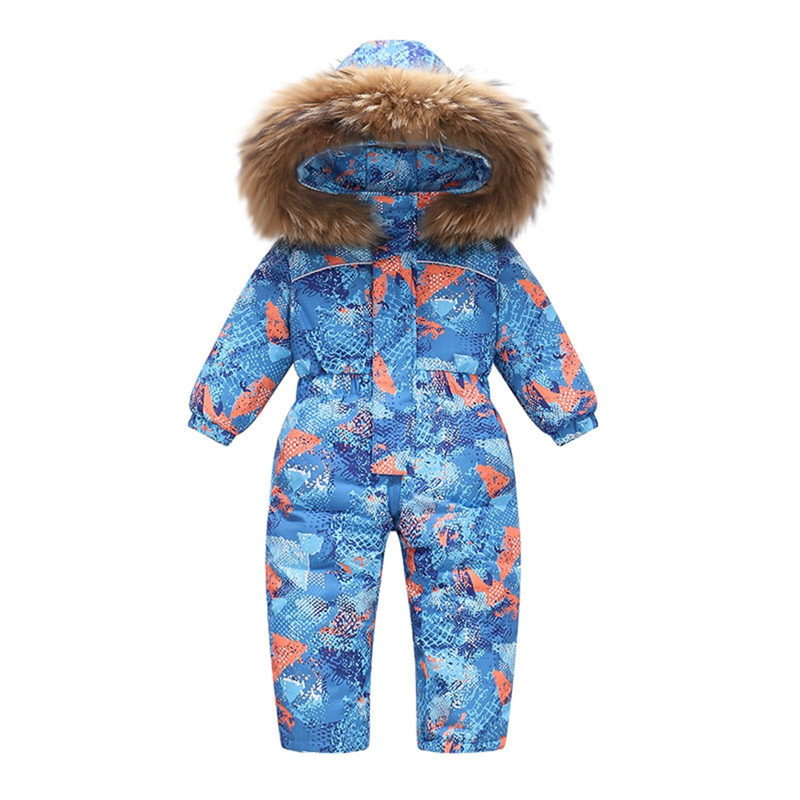 XIMIN Snow Suit for Kids Winter Boys Girls Ski Suits One Piece Fleece ...