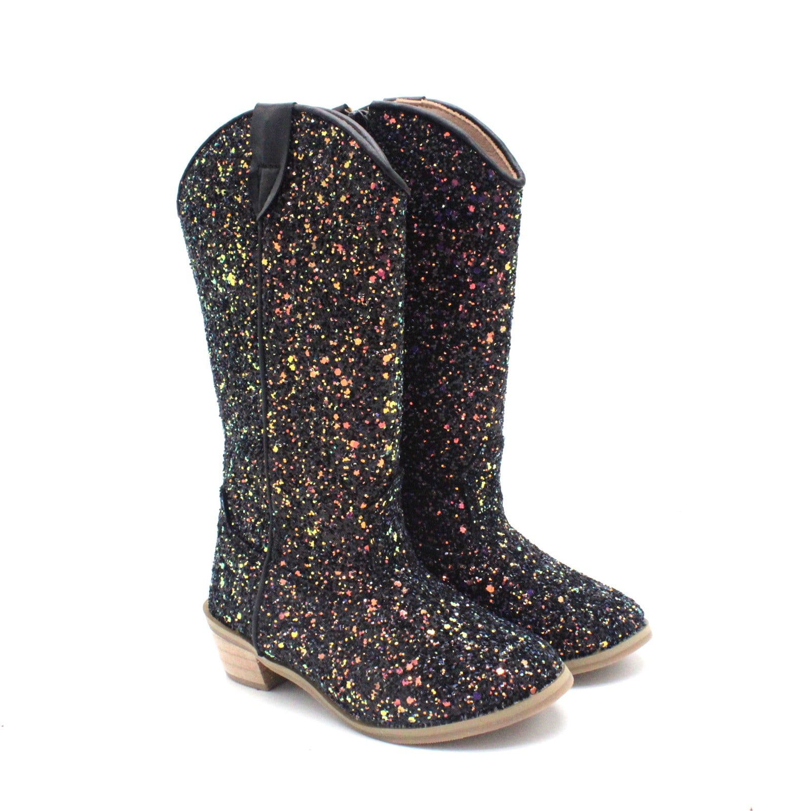 XIMIN Sparkly Boots for Girls Cowboy Boots Square Toe Kids Boots ...