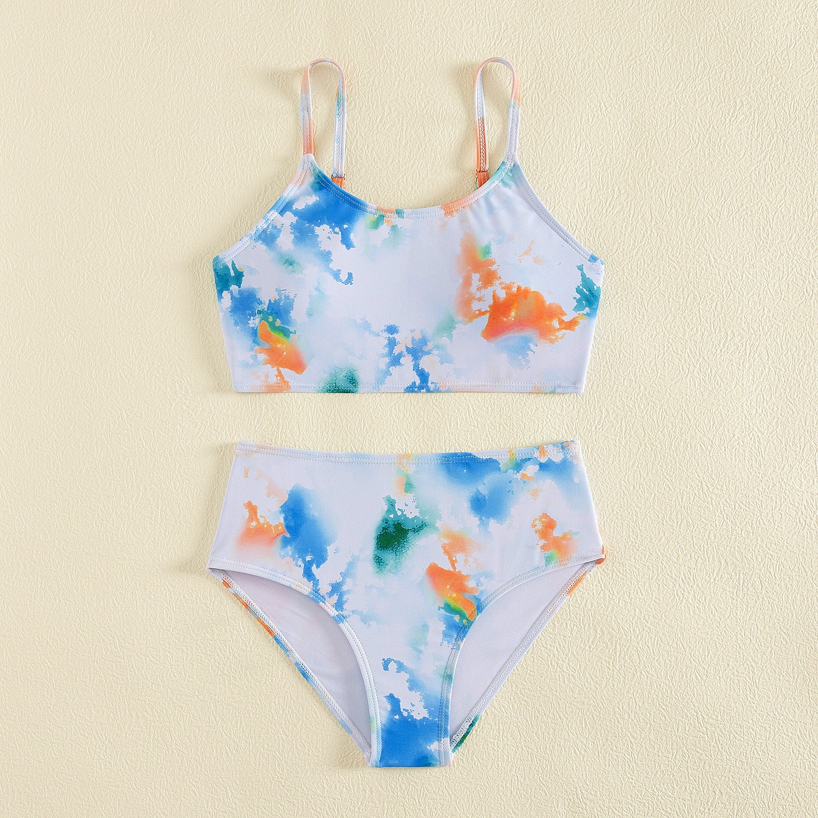 XIMIN Teen Girls Swimsuit Girls Summer Holiday Tie Dye Split 2 PCS Spa ...