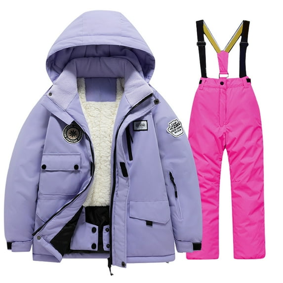 XIMIN Toddler Baby 2 Piece Snow Suit, Warm Puffer Ski Jacket and Bib ...