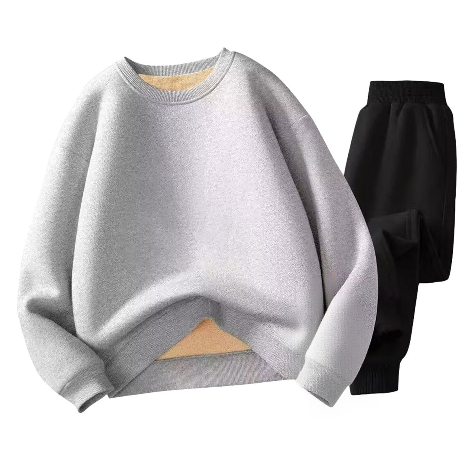 XIMIN Toddler Kids Fleece Tracksuit Crewneck Fuzzy Long Sleeve Warm ...